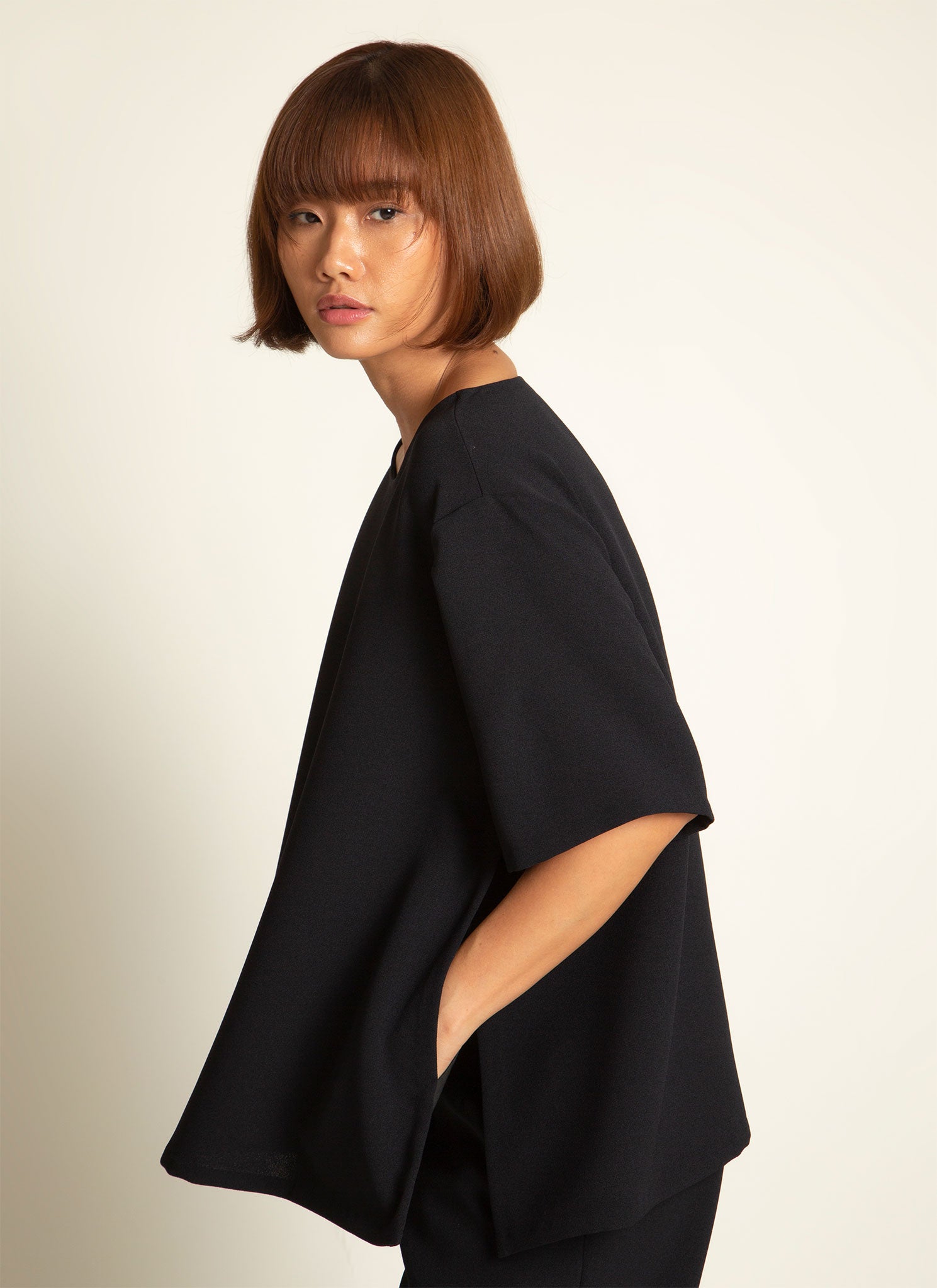 KAAREM - Ironwood Overlap Pocket Top - Black Blue