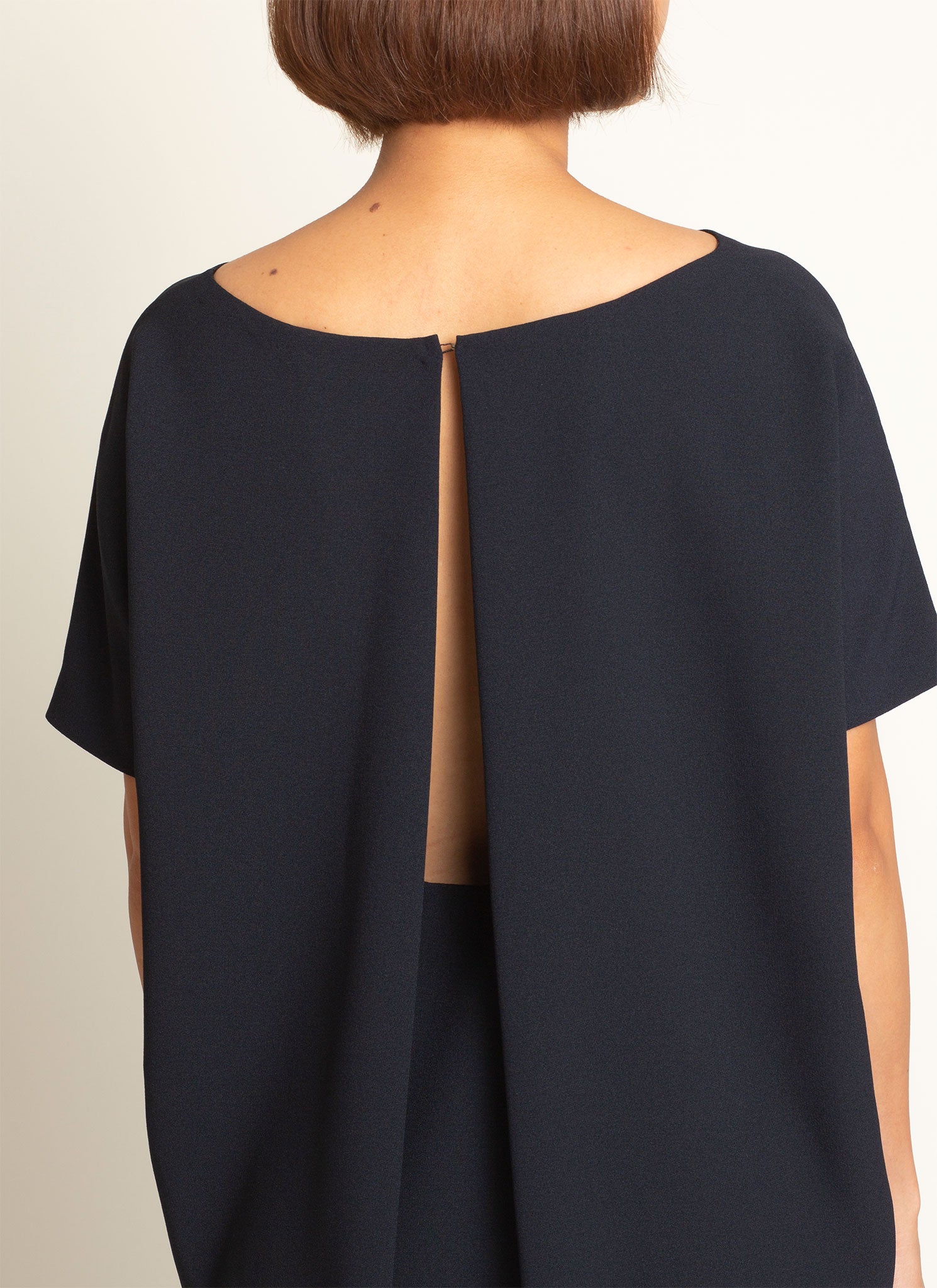 KAAREM - Triangle Midi Dolman Open Back Dress in Black Blue