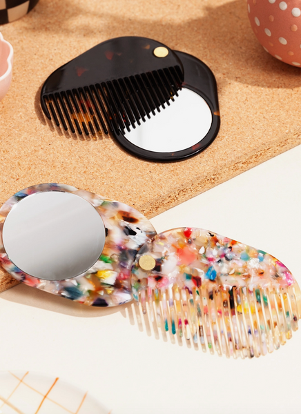 KAAREM - 2 in 1 Pocket Comb Mirror in Multi Party