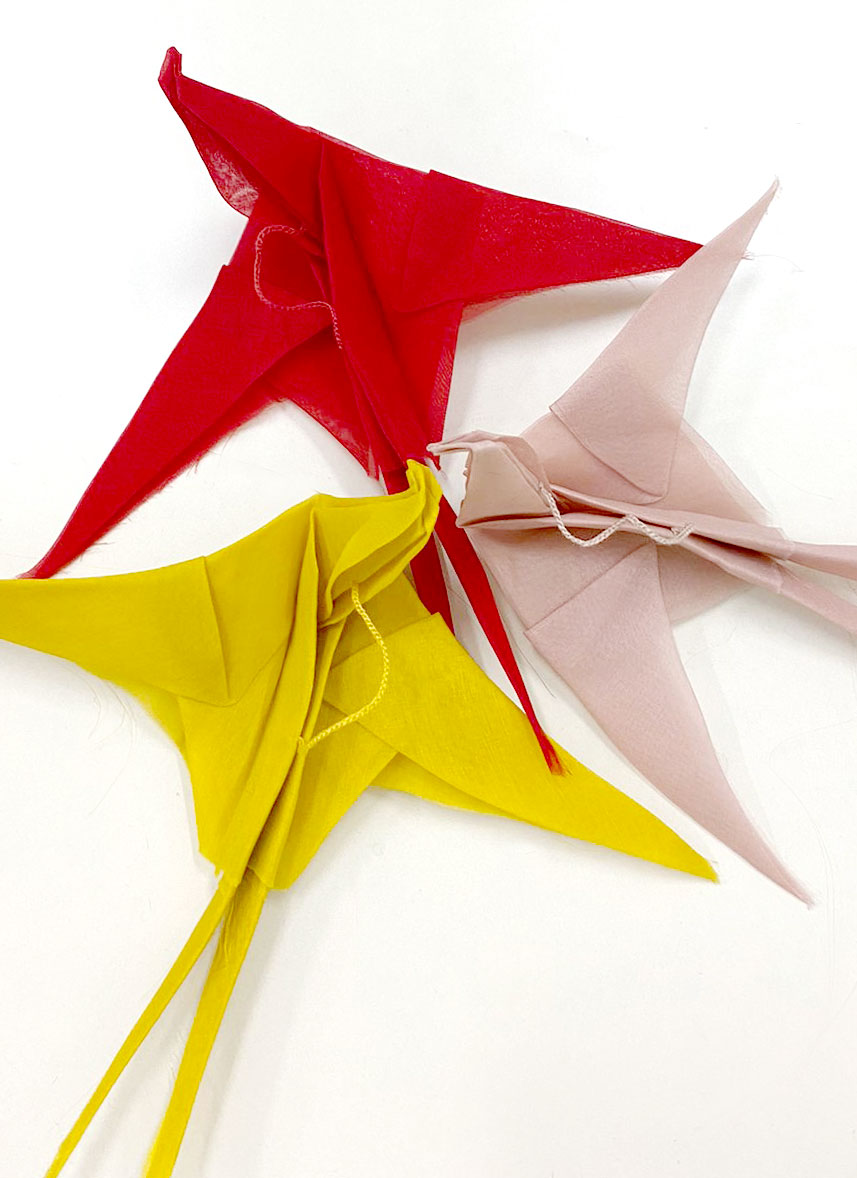 KAAREM - Swallow Folded Silk Organza Origami Bird - Yellow Silk Organza