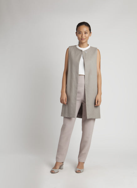 KAAREM - Vein Dropped Arm Pocket Vest Jacket - Light Grey