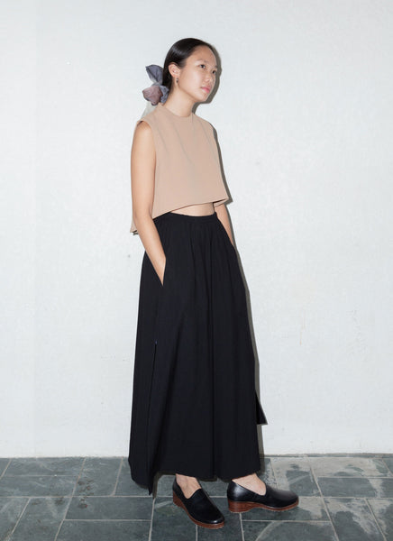 KAAREM - Wind Chime Raised Collar Cropped Top - Camel