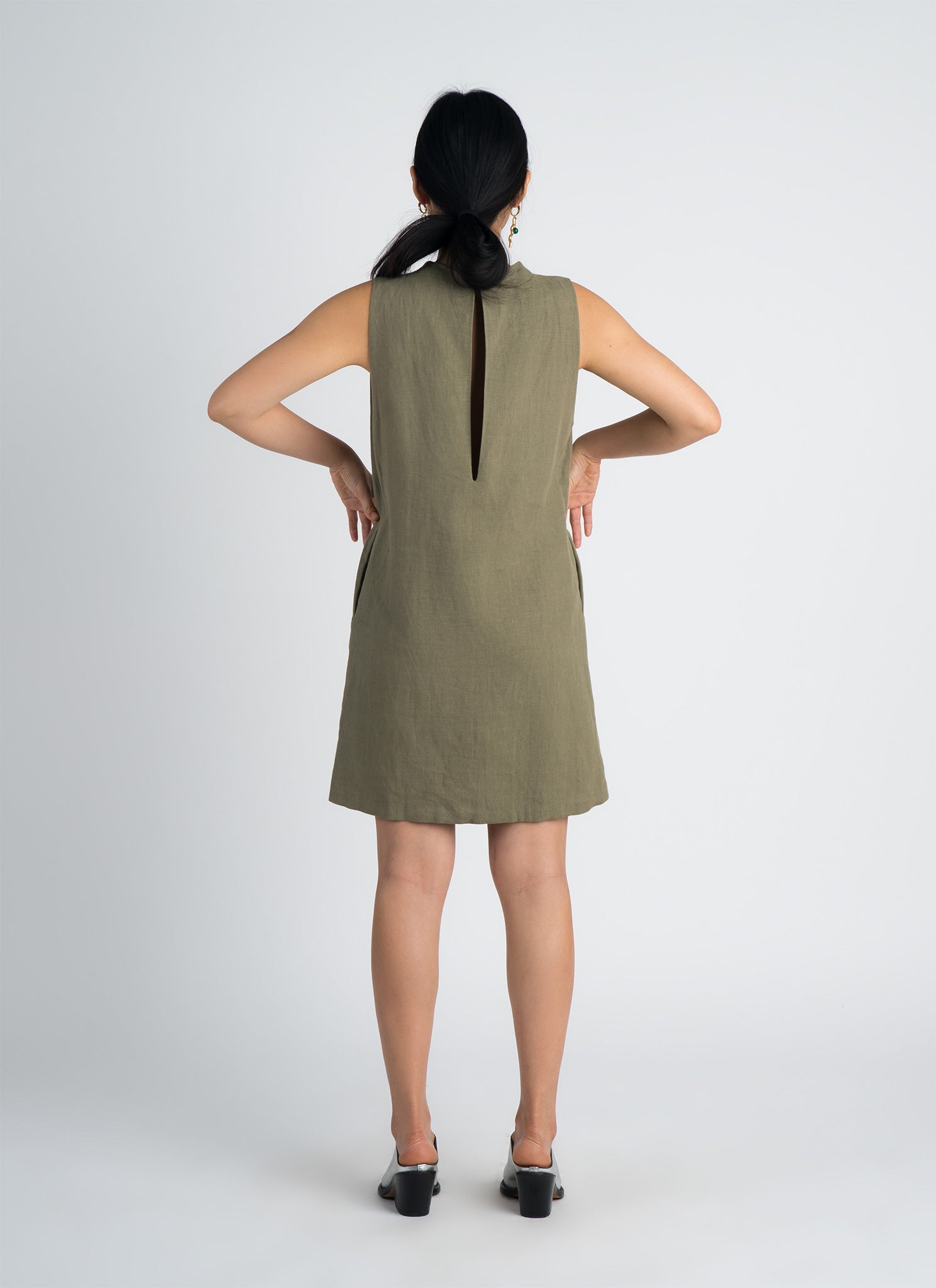 KAAREM - Dust Sleeveless Pocket Dress - Leaf Green